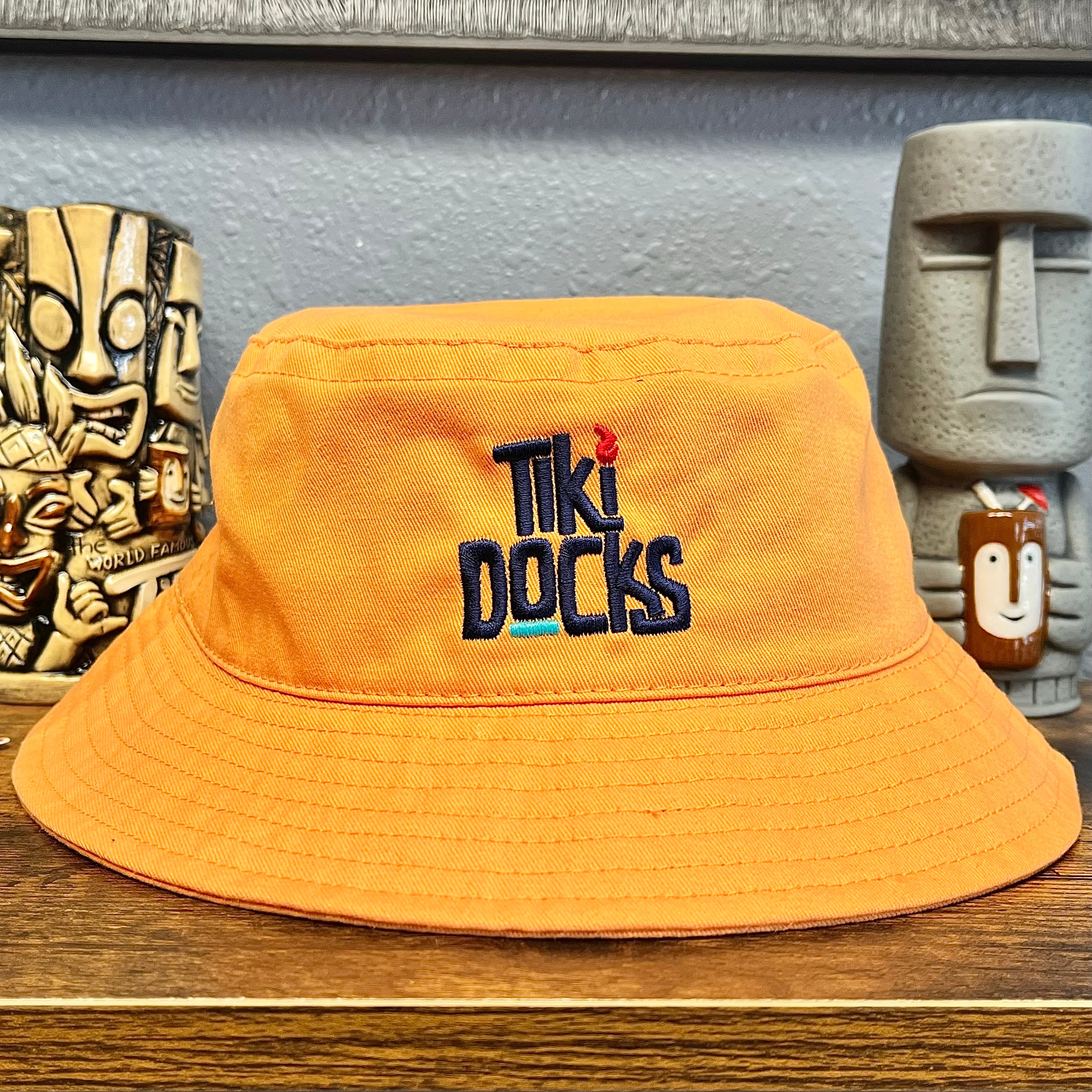 Tiki Docks Logo Bucket Hat In Orange – Don the Beachcomber