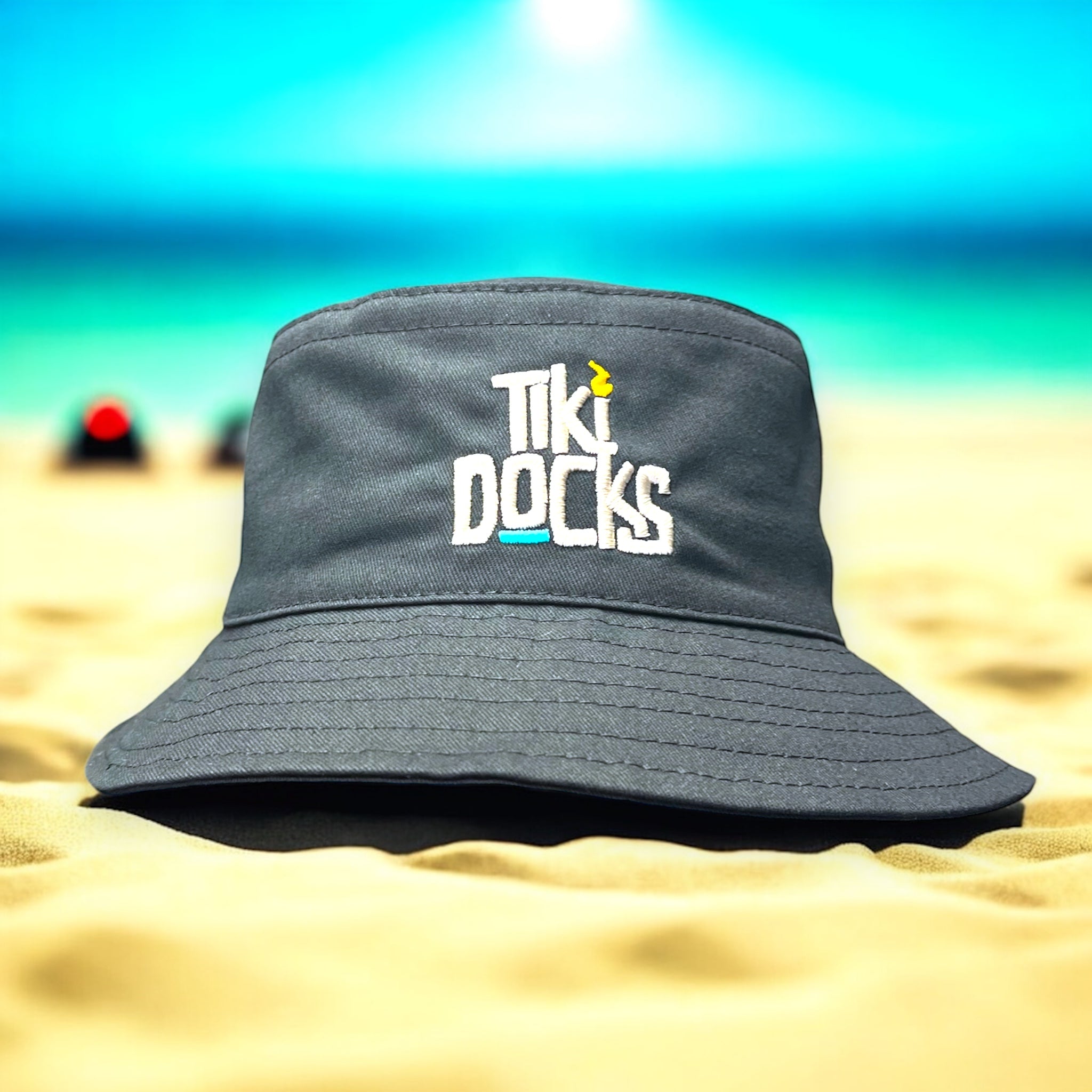 Tiki Docks Logo Bucket Hat In Black – Don the Beachcomber